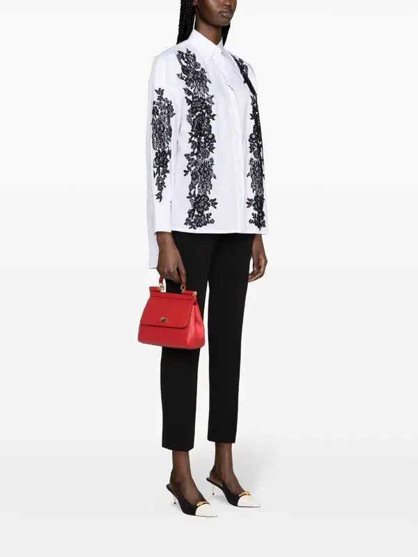 Dolce & Gabbana Lace Trim Cotton Shirt - White