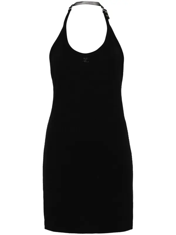 COURREGES Holistic Buckle 90's Logo-patch Minidress - Black