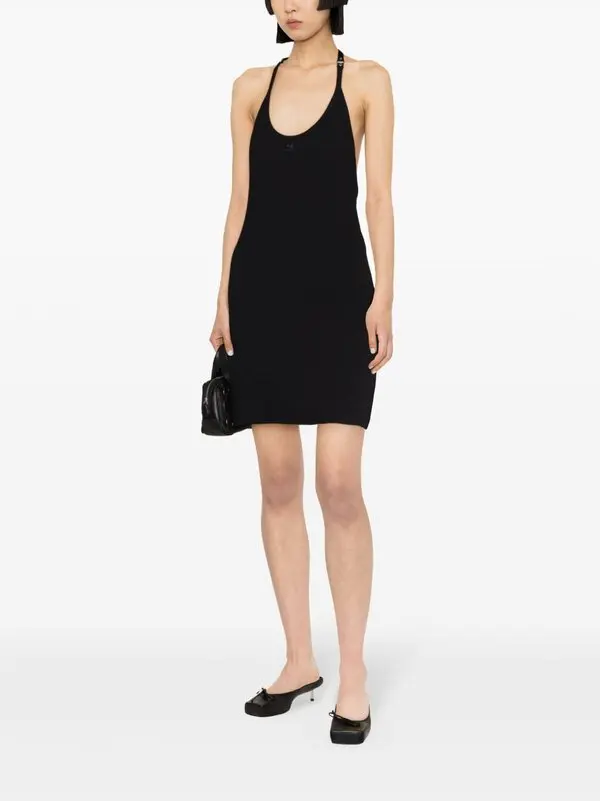 COURREGES Holistic Buckle 90's Logo-patch Minidress - Black