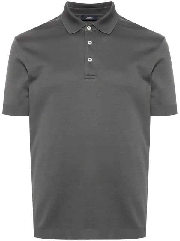 Herno Button-up Cotton Polo Shirt - Grey