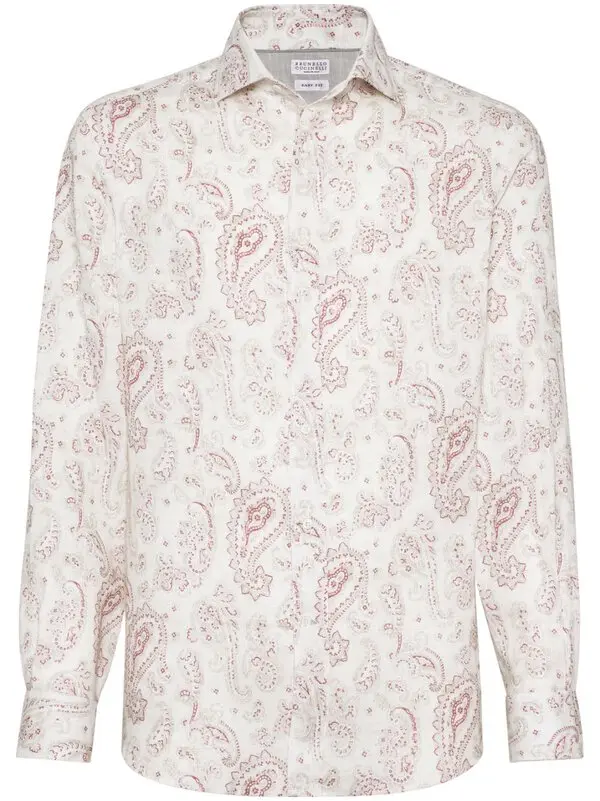 Brunello Cucinelli Paisley-print Linen Shirt - Neutrals
