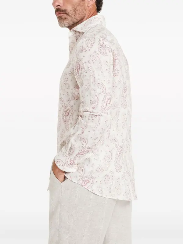 Brunello Cucinelli Paisley-print Linen Shirt - Neutrals