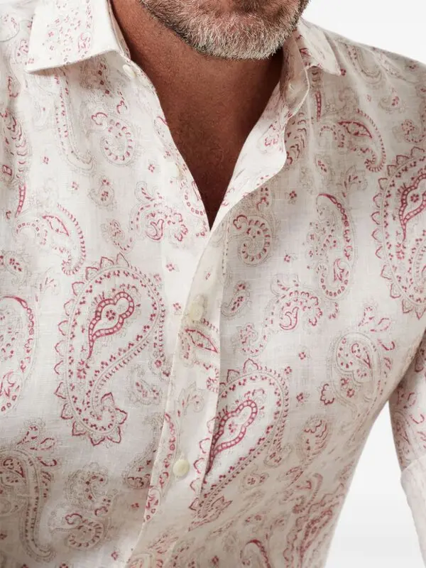 Brunello Cucinelli Paisley-print Linen Shirt - Neutrals