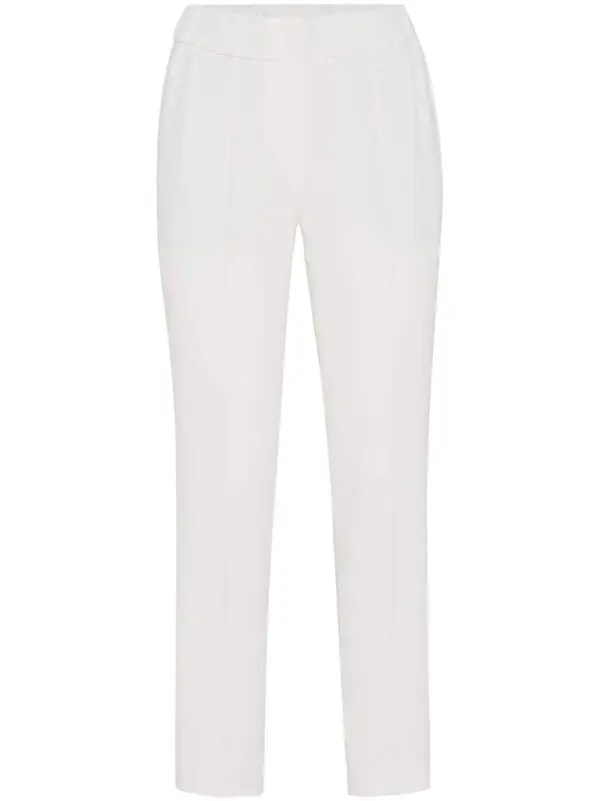 Brunello Cucinelli Silk-blend Cropped Trousers - White