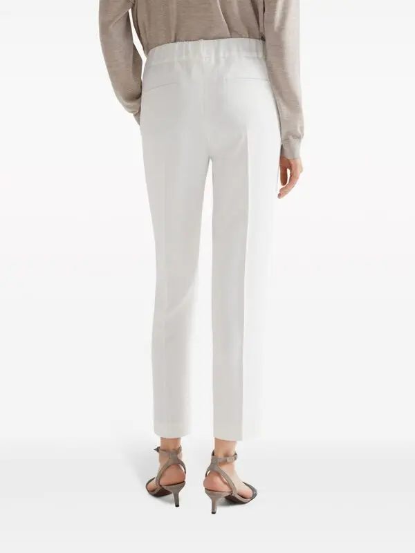 Brunello Cucinelli Silk-blend Cropped Trousers - White