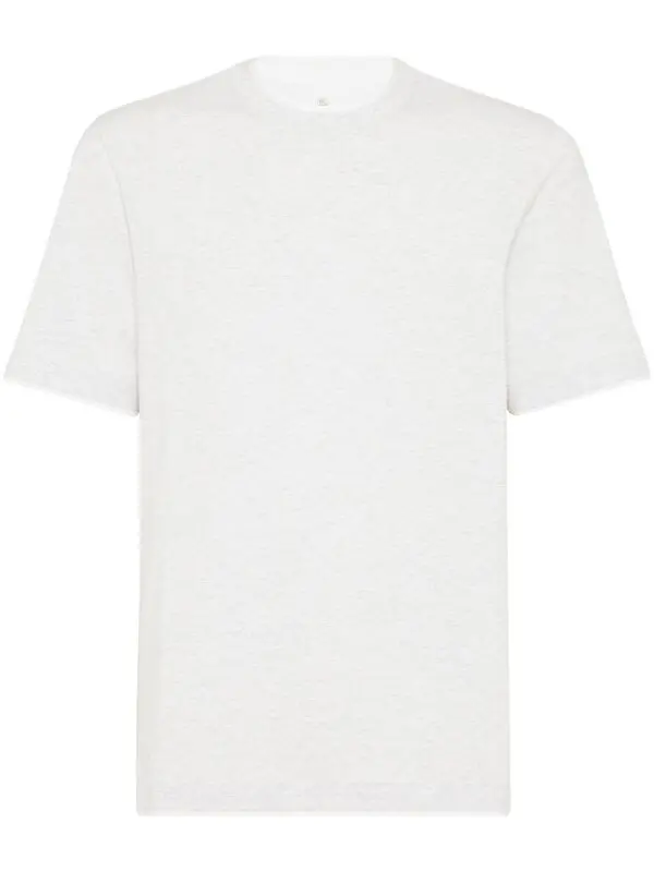 Brunello Cucinelli Mélange-effect Cotton T-shirt - White