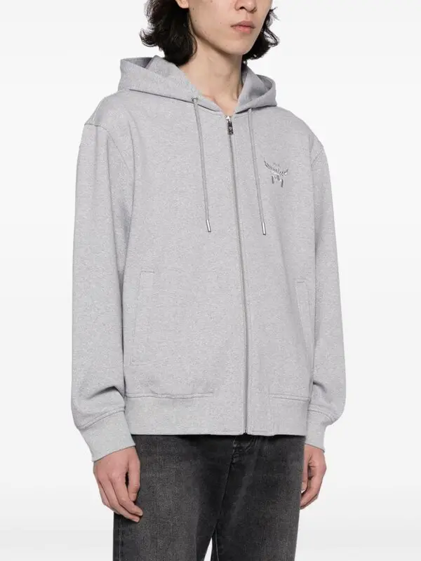 Mcm Logo-embroidered Zip-up Hoodie