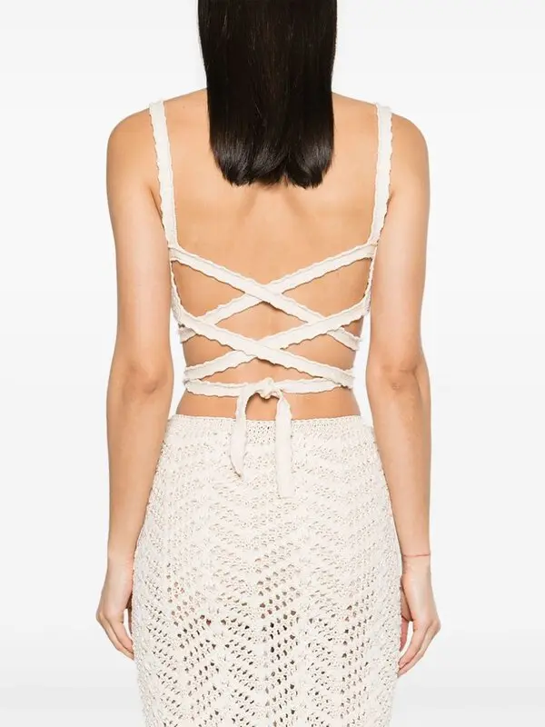 Alanui Lush Nature Cotton Top - Neutrals