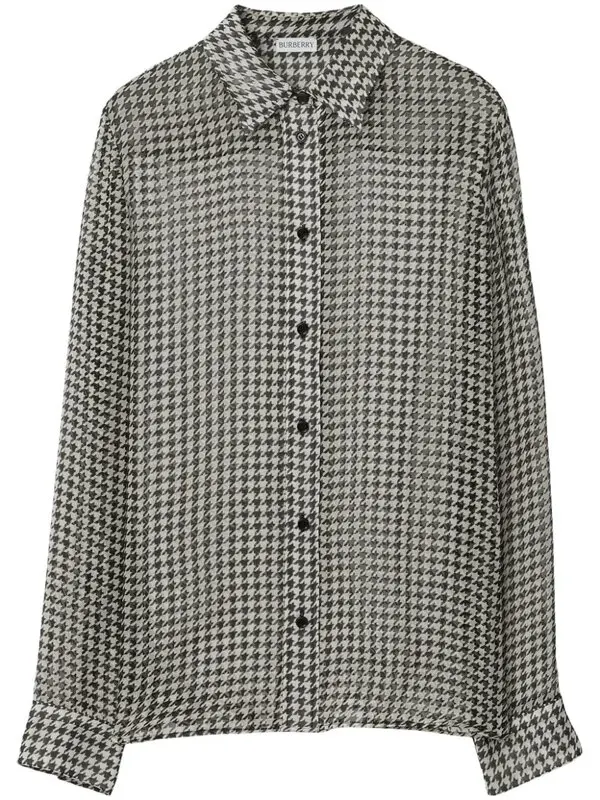 Burberry Houndstooth-print Silk Shirt