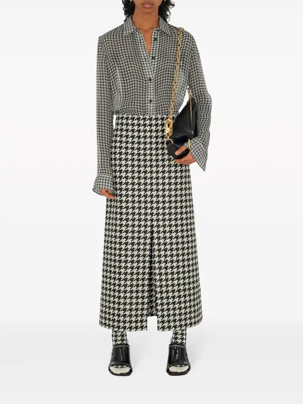 Burberry Houndstooth-print Silk Shirt