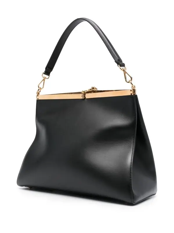 Etro Large Leather Vela Bag With Pegaso Medallion - Black