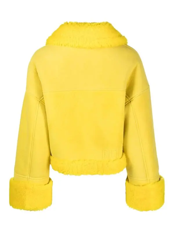 Gcds Shearling-collar Leather Jacket