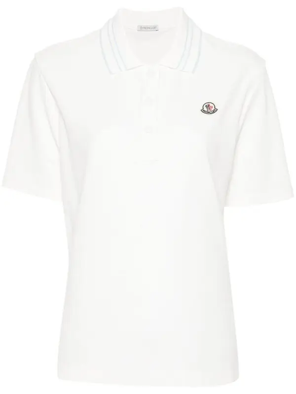 Moncler Appliqué-logo Cotton Polo Shirt - Neutrals