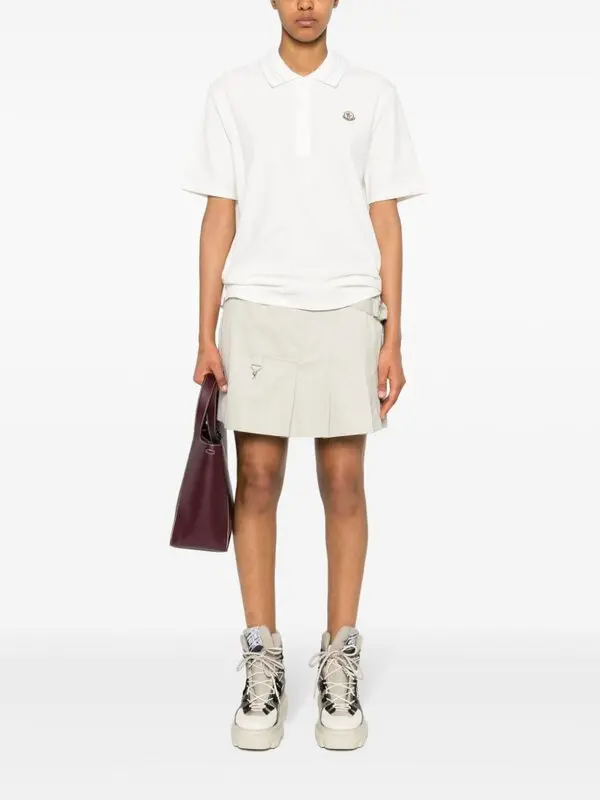 Moncler Appliqué-logo Cotton Polo Shirt - Neutrals