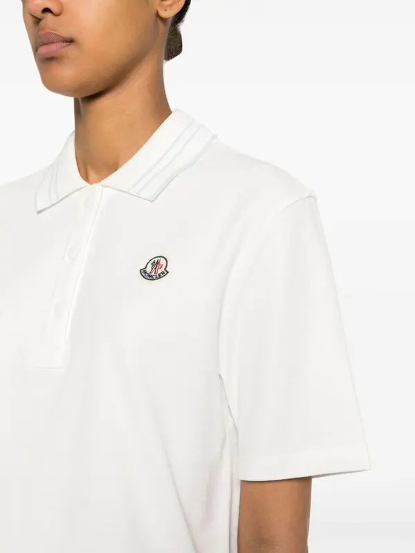 Moncler Appliqué-logo Cotton Polo Shirt - Neutrals