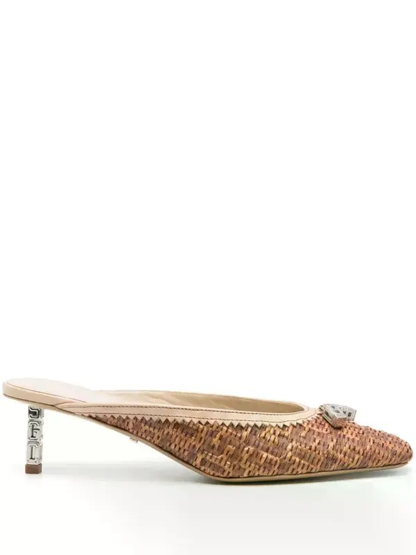 Gcds Monogram-embossed Raffia Mules