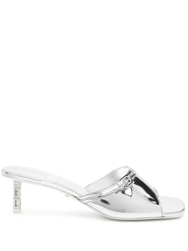 Gcds Mirrored Leather Sandals - Silver