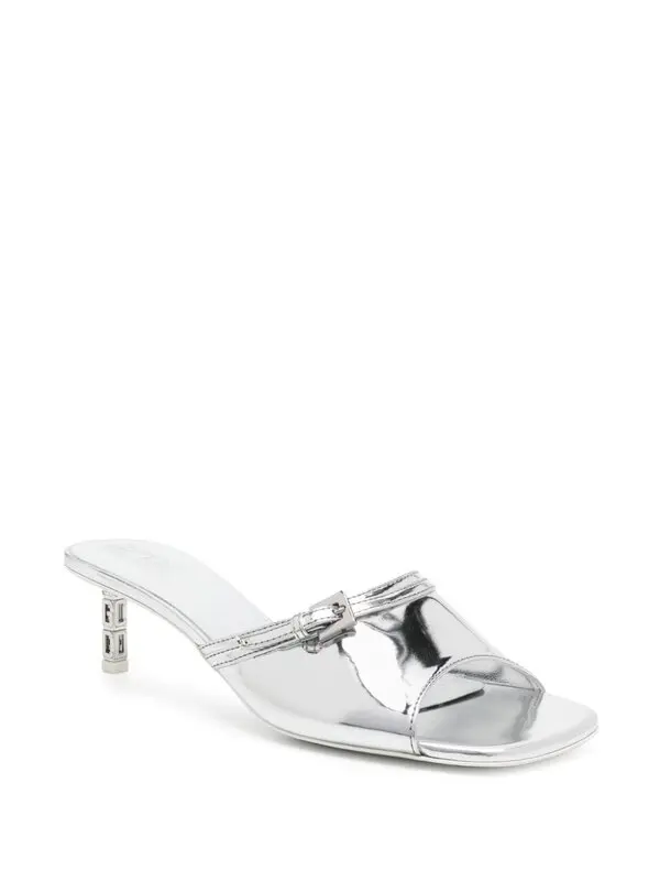 Gcds Mirrored Leather Sandals - Silver