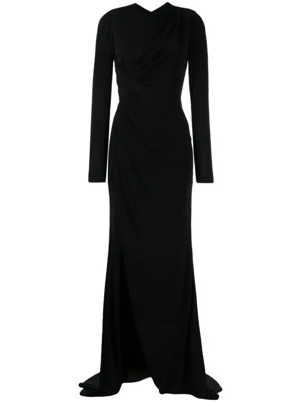Elie Saab Long-sleeve Draped Gown