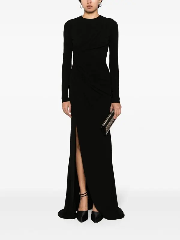 Elie Saab Long-sleeve Draped Gown
