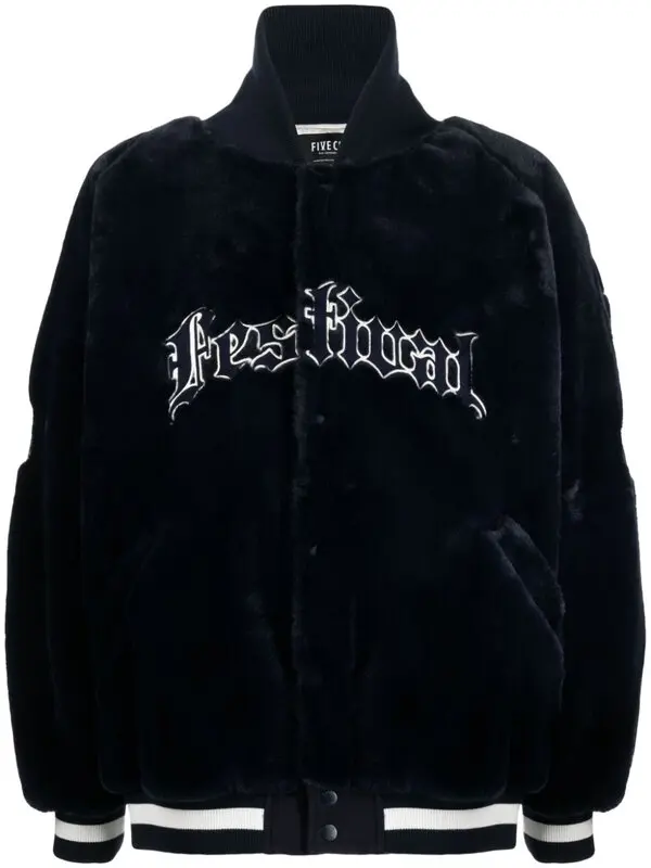 FIVE CM Logo-embroidered Faux-fur Baseball Jacket