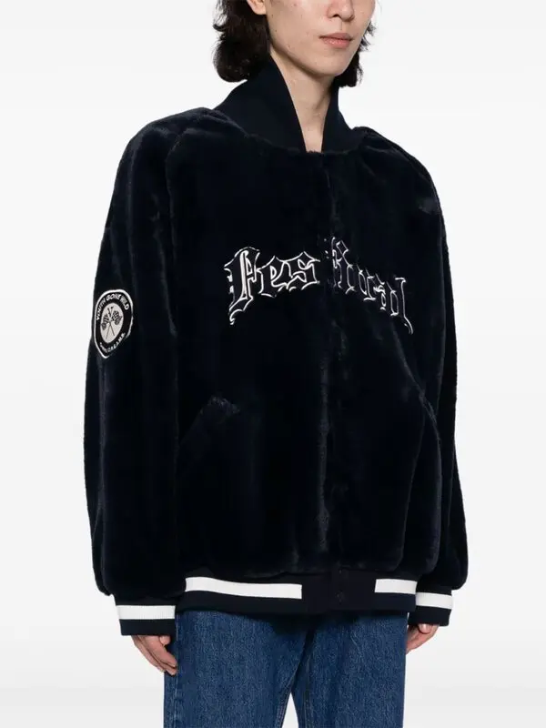 FIVE CM Logo-embroidered Faux-fur Baseball Jacket