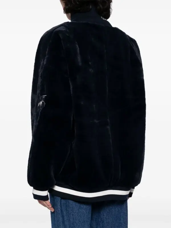 FIVE CM Logo-embroidered Faux-fur Baseball Jacket