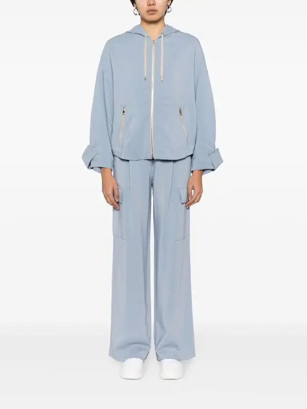 Lorena Antoniazzi Stretch-virgin Wool Hooded Jacket - Blue