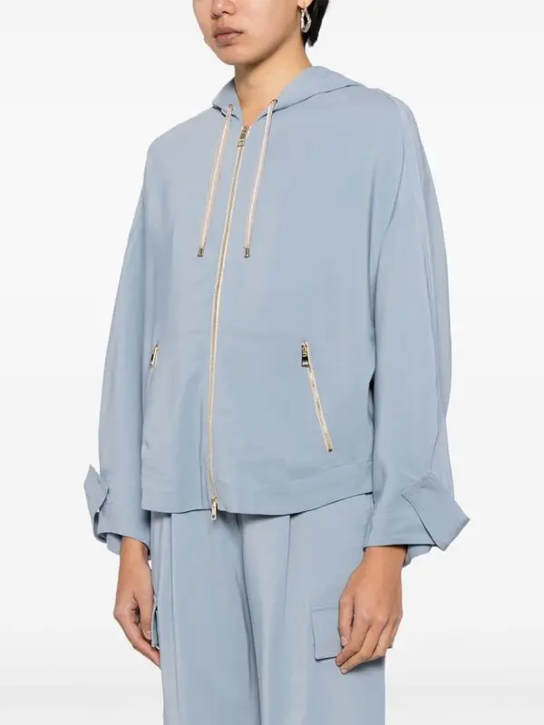 Lorena Antoniazzi Stretch-virgin Wool Hooded Jacket - Blue