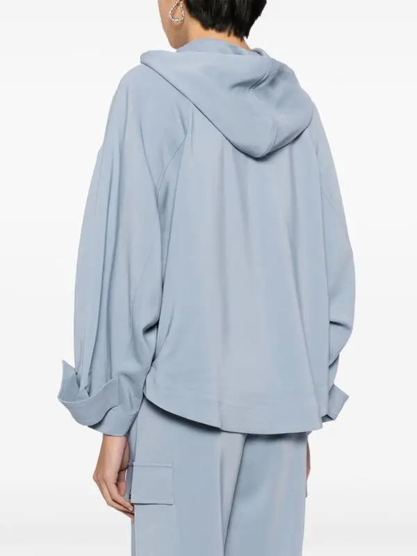 Lorena Antoniazzi Stretch-virgin Wool Hooded Jacket - Blue