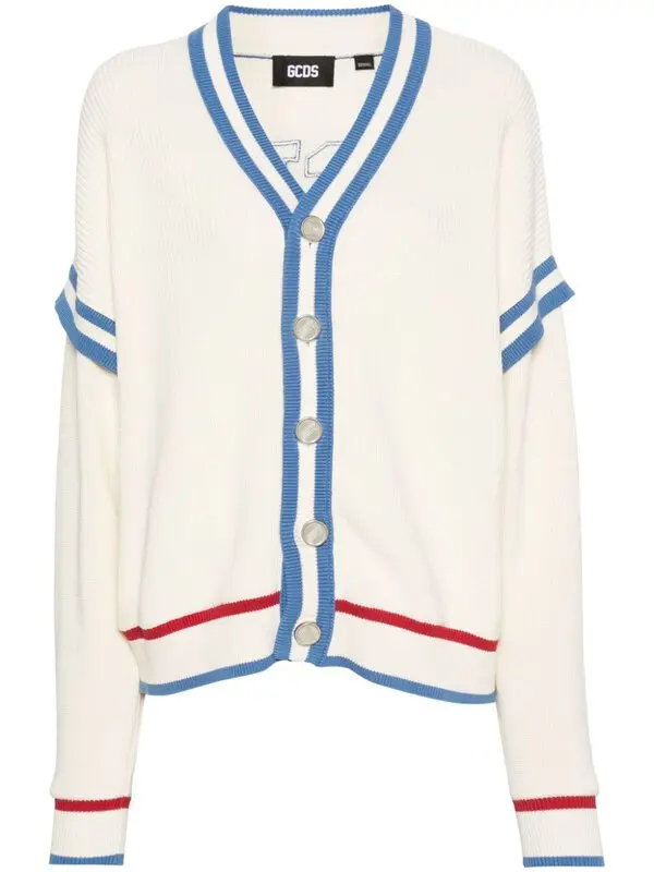 Gcds Logo-patch Cotton Cardigan - White