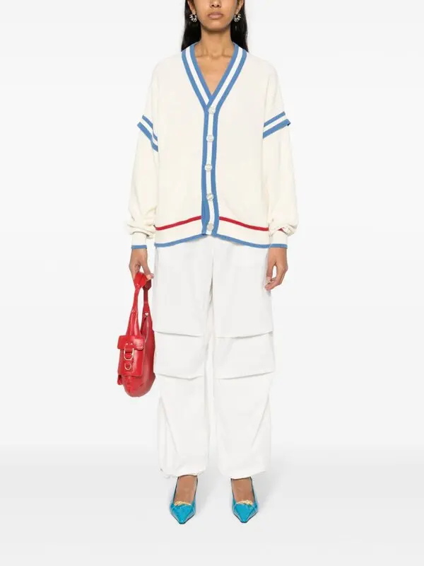 Gcds Logo-patch Cotton Cardigan - White