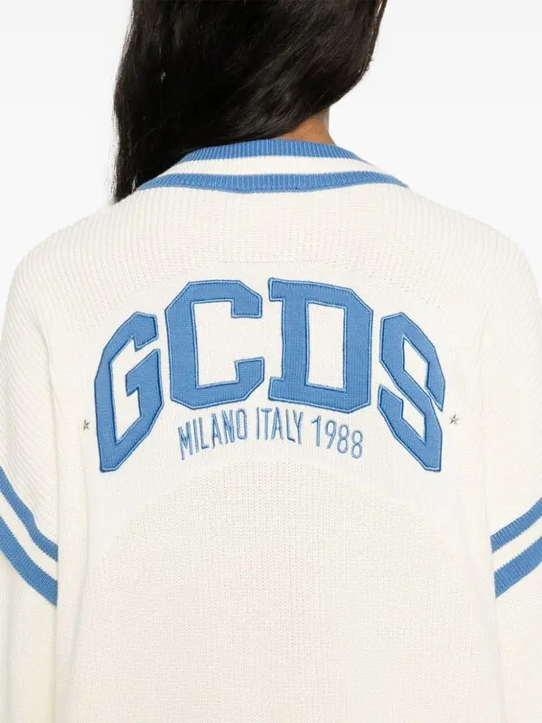Gcds Logo-patch Cotton Cardigan - White