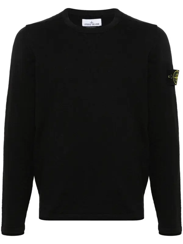 Stone Island Logo Patch Sweater - Black