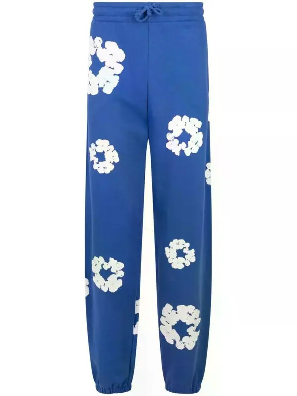 DENIM TEARS Wreath-print Track Pants - Blue