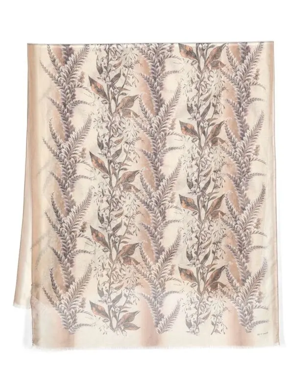 Etro Floral-print Frayed Scarf - Brown