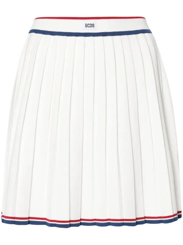 Gcds Pleated Knit Mini Skirt - White