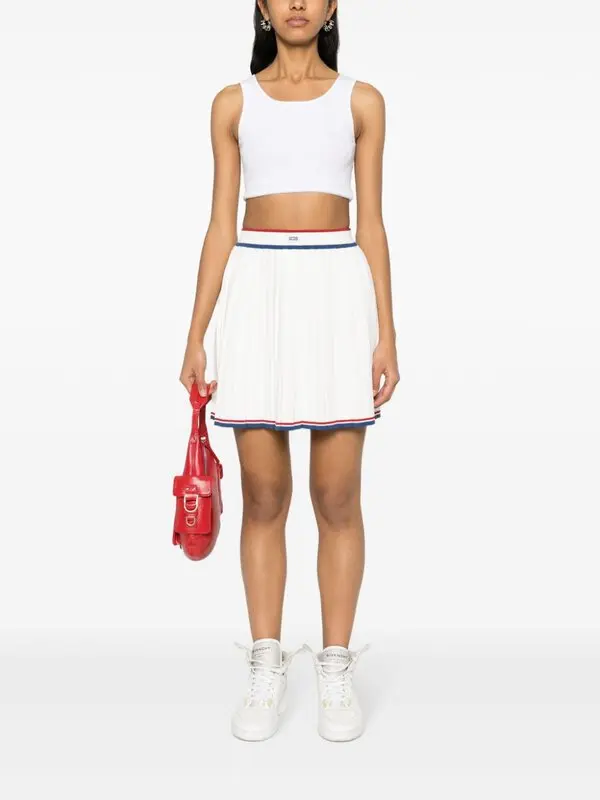 Gcds Pleated Knit Mini Skirt - White
