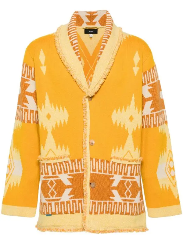 Alanui Icon Pattern-jacquard Cardigan - Yellow