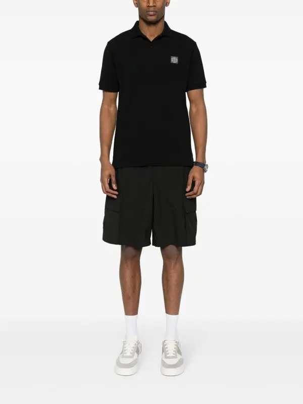 Stone Island Compass-appliqué Polo Shirt - Black