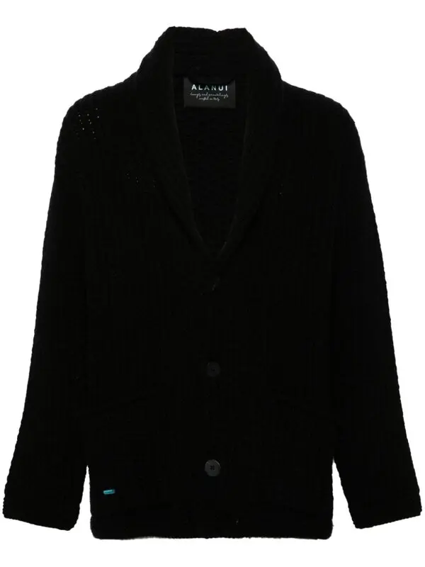 Alanui Ribbed Knit Cardigan - Black