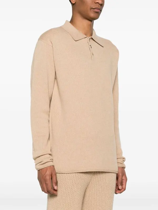 Alanui Ribbed Polo Top - Neutrals