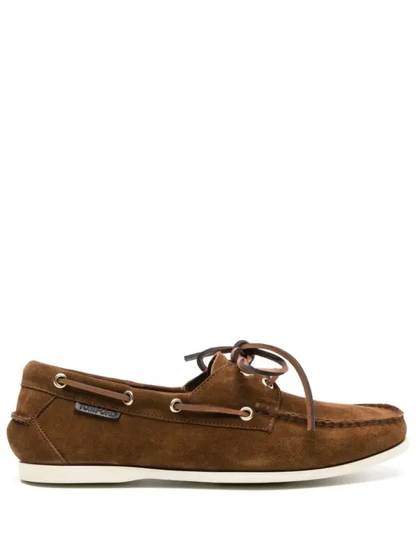 TOM FORD Lace-up Suede Boat Shoes - Brown