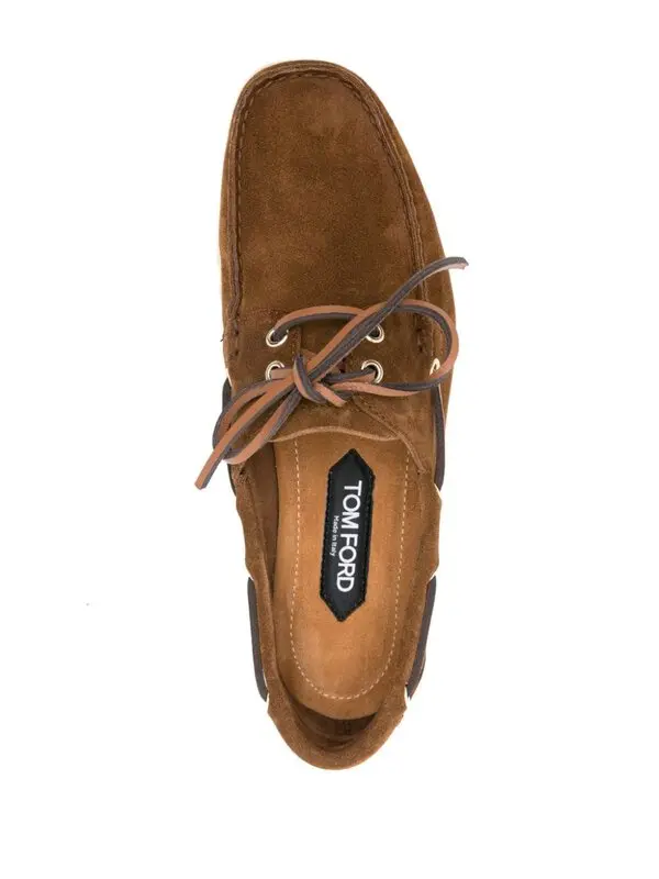 TOM FORD Lace-up Suede Boat Shoes - Brown