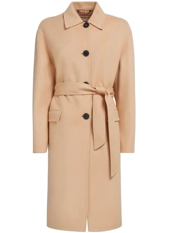 Marni Belted Virgin Wool-blend Coat - Brown