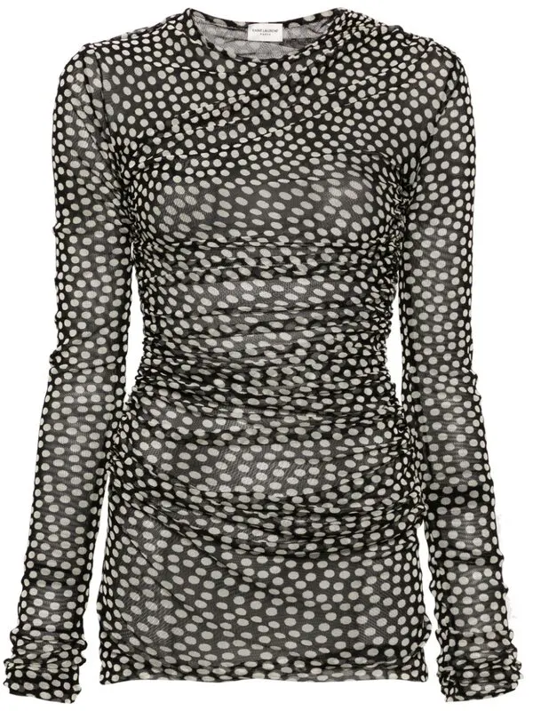 Saint Laurent Polka-dot Tulle Minidress - Black