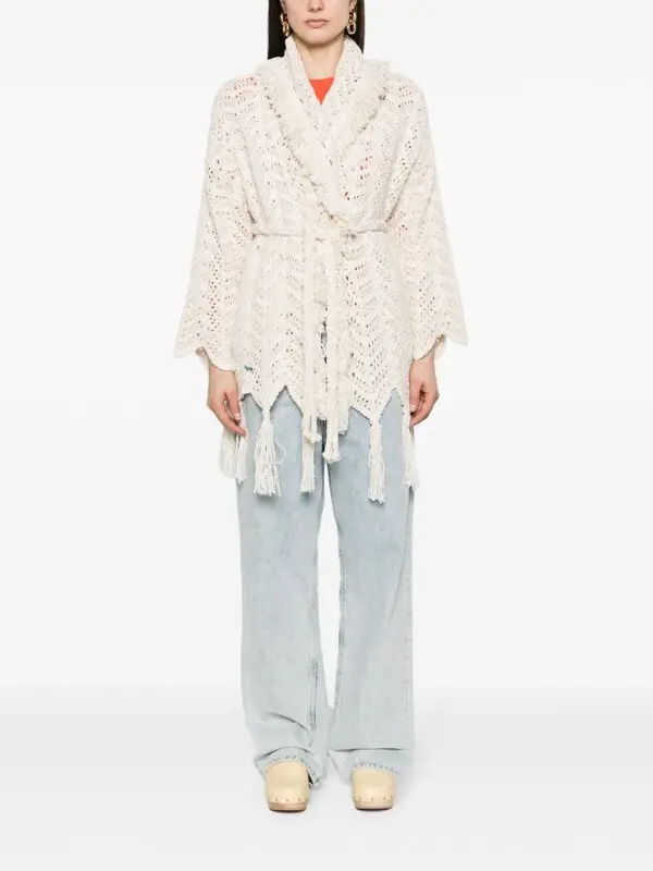 Alanui Chevron-knit Fringed Cardigan
