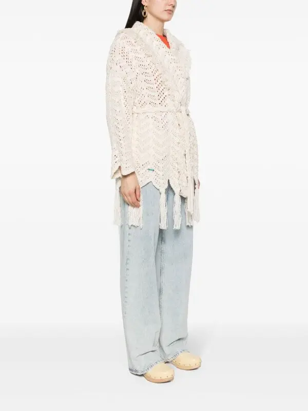 Alanui Chevron-knit Fringed Cardigan