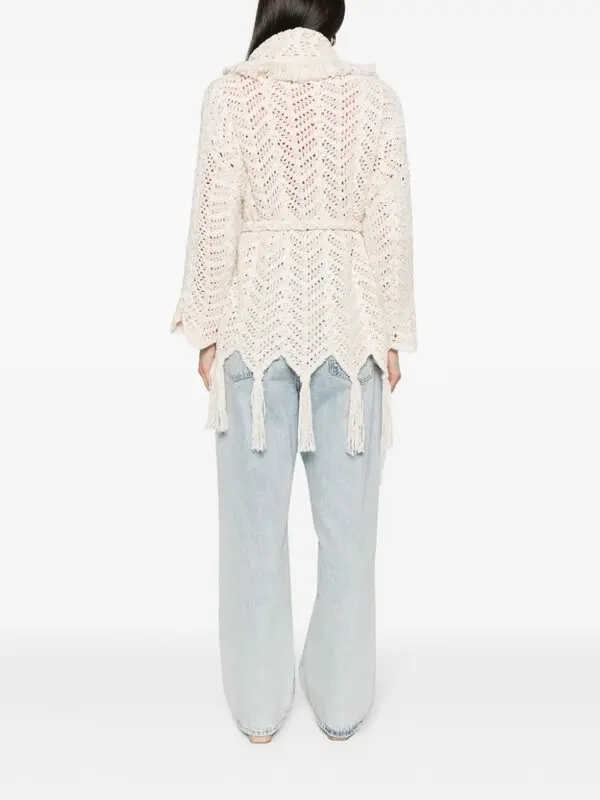 Alanui Chevron-knit Fringed Cardigan