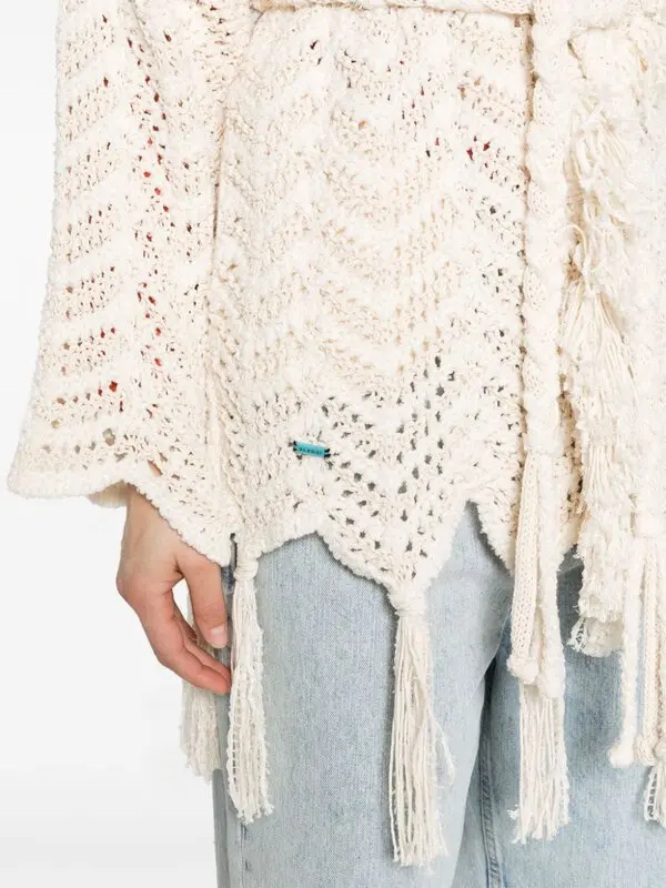 Alanui Chevron-knit Fringed Cardigan